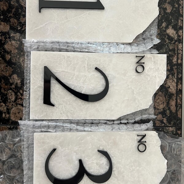 Large Black and White Marble Table Numbers With Acrylic - Etsy