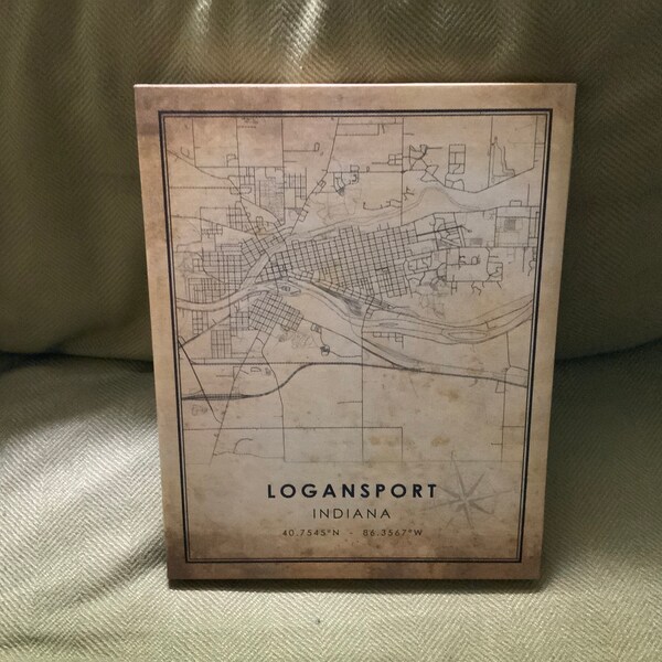 Logansport Vintage Map Print | Logansport Map | Indiana Map Art ...