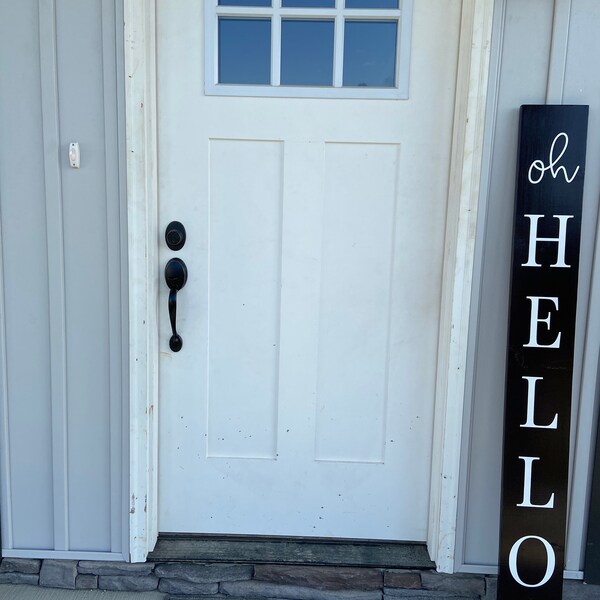 Oh Hello Vertical Welcome Sign | Entryway Sign | Front Porch Sign ...