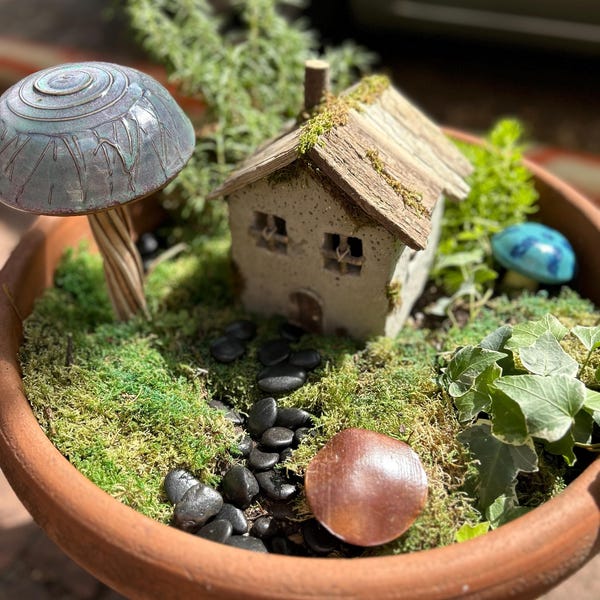 Hypertufa Fairy House, Pixie House, Fairy Village, Handmade Enchanted ...