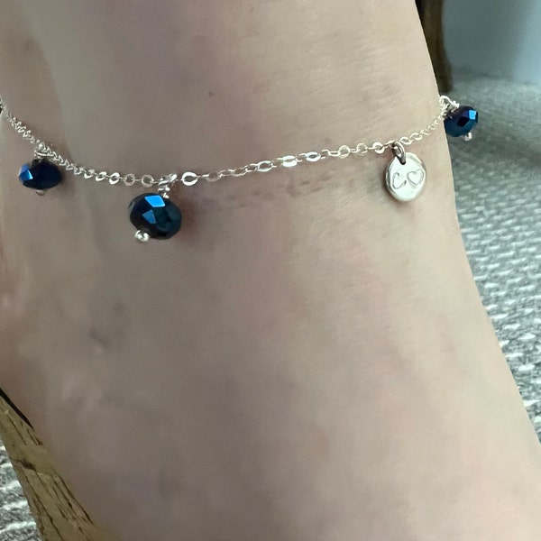 Personalized Blue Ankle Bracelet • Initial Anklet • Blue Anklet ...