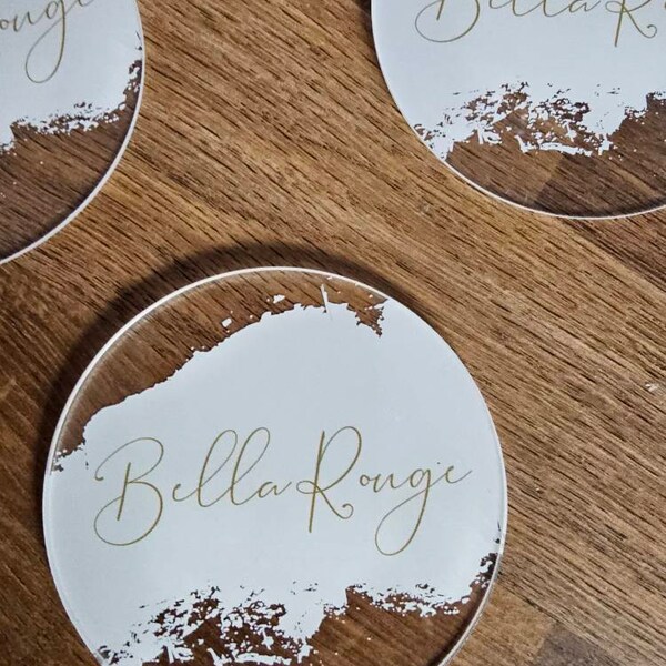 Personalised Circular Perspex Paint Splash Place Names Clear Acrylic ...