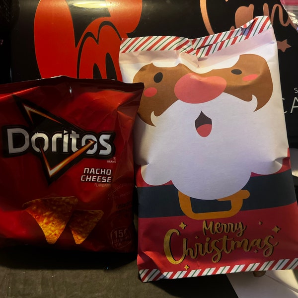 Christmas Santa Claus Chip Bag Wrapper. Printable Holiday Party Favors ...