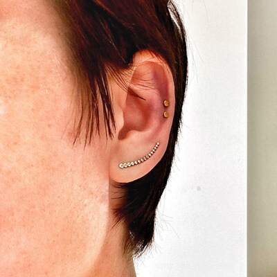 Bar Pin Earrings, Beaded Cuff, Bar Ear Sweep, Wire Ear Wrap, Cuff ...