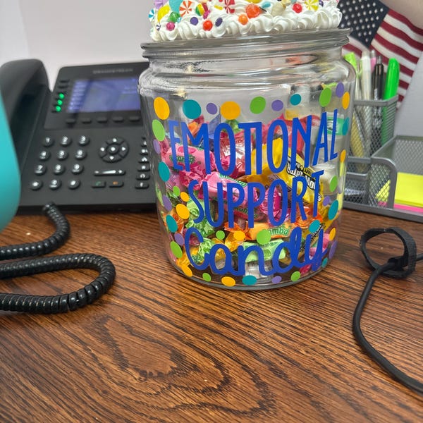 Personalized Funny Glass Candy Jar for Emotional Support, Custom Office ...