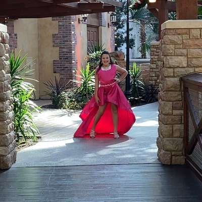 Red Pageant Fun Fashion Outfit With Train and Romper/ High Low Pageant ...