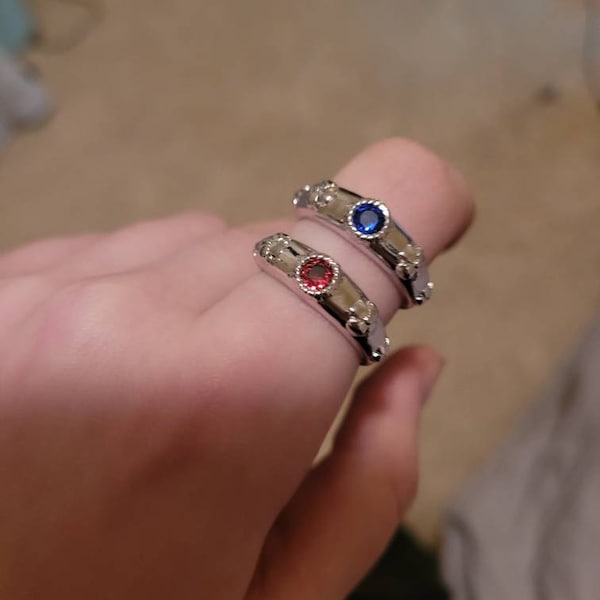 Couple Rings Set -howls Ring-hmc Inspired-anime Rings-red Gem Ring ...