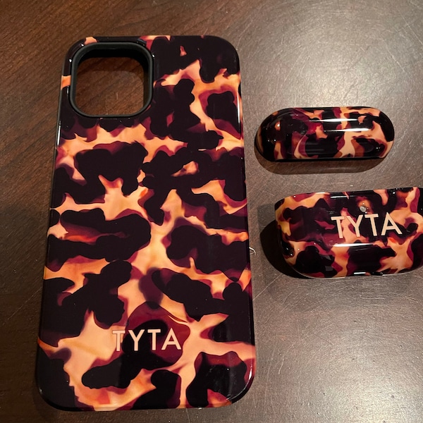 Tortoise Shell Phone Case Custom Initials Tortoiseshell iPhone 13 14 16 ...