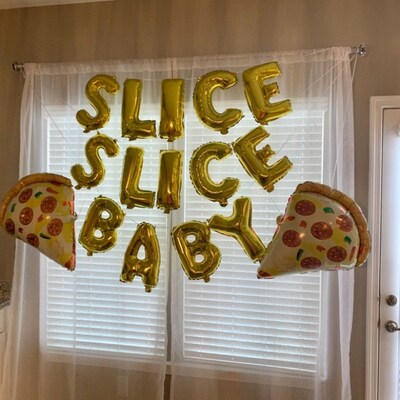 SLICE SLICE BABY Balloons Pizza Party Pizza Decorations Banner Balloons ...