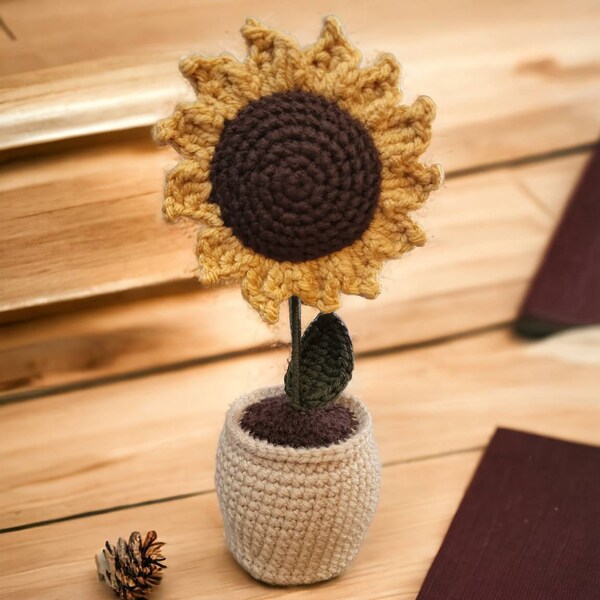 Sunflower in a Pot Crochet PATTERN, Crochet Sunflower Pattern PDF, Mini ...