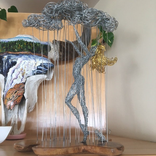 Dandelion Fairy Art, Wire Fantasy Sculpture, Nap in the Meadow, Two ...