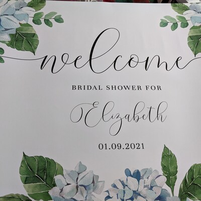 Editable Welcome Template Blue Hydrangea Wedding Welcome Sign Bridal ...