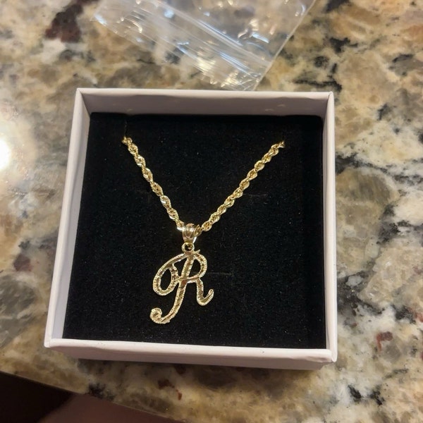 14k Solid Gold Initial R Charm | Birthday Gift | Letter R Pendant ...
