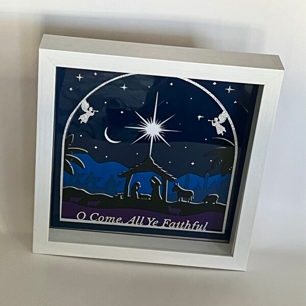 3D Nativity Scene Shadow Box, Christmas Shadow Box SVG, Christmas ...