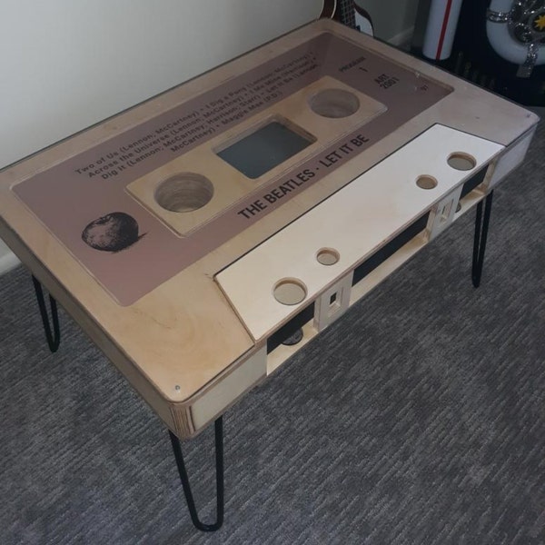Customized Cassette Coffee Table, Cassette Tape End Table, Wood ...