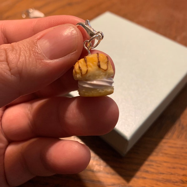 Cream Puff Charm, Miniature Food Jewelry, Polymer Clay Cream Puff ...