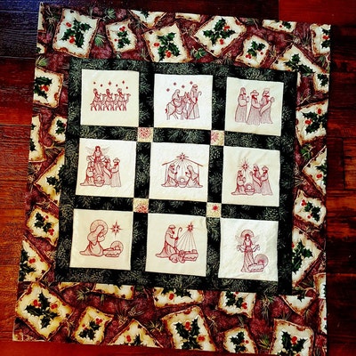 Redwork Nativity Machine Embroidery Designs Instant Download 4x4 5x5 ...