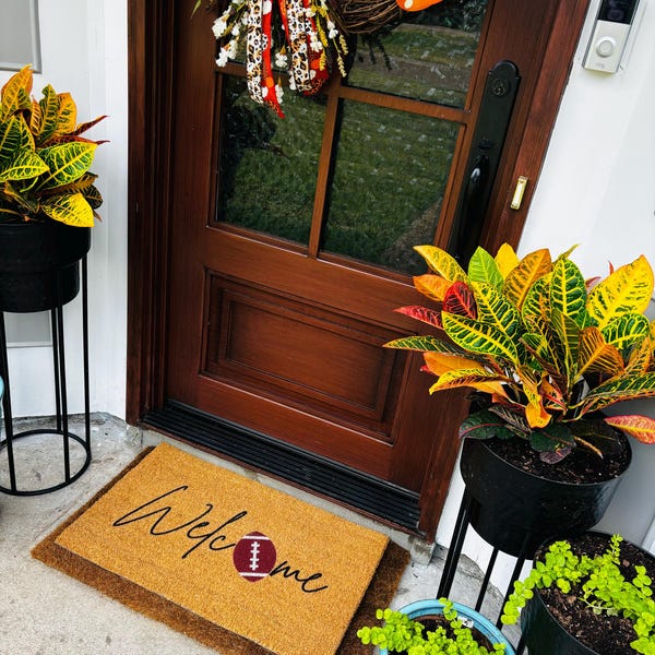 Welcome Football Doormat, Welcome Mat, Football Doormat, Fall Doormat ...