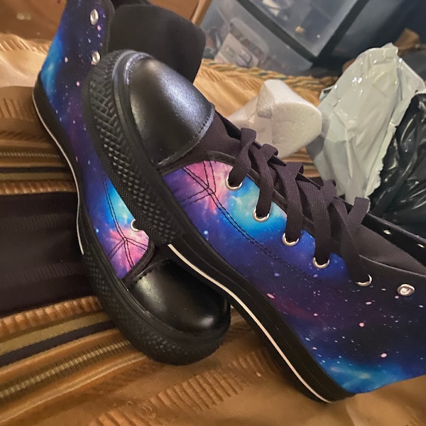 Mens Galaxy Shoes, Space Sneakers Colorful Nebula Universe High Tops ...