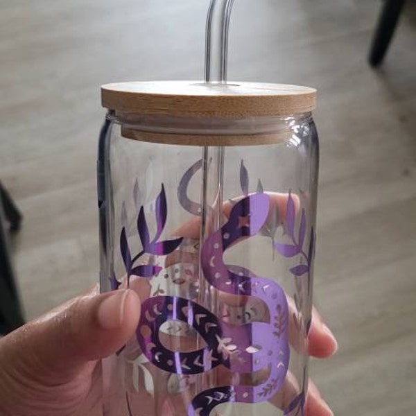 Mystic Snakes Glass Cup, Witchy Libbey Glass Can Glass Straw ...