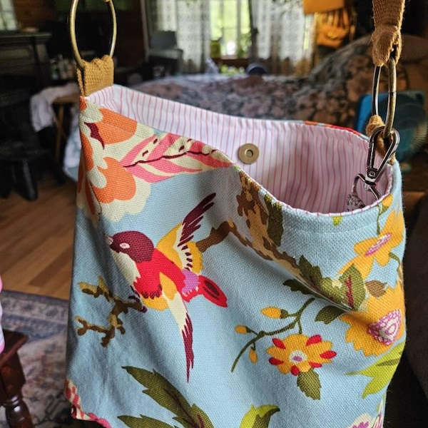 Washable Linen Crossbody Bag, Floral Linen Purse, Cloth Shoulder Bag ...