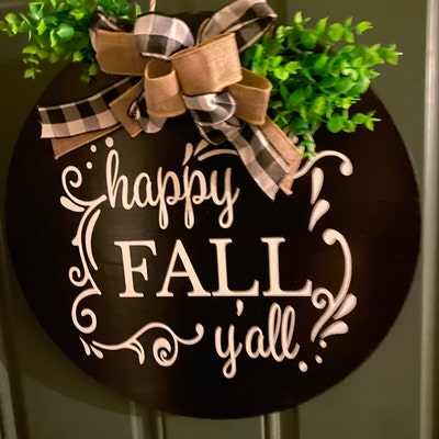 Door Hanger Happy Fall Sign Front Door Decor Wood Door - Etsy