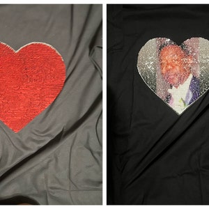 Personalized Heart Shaped Sequin With Picture Unisex Shirt, Custom ...