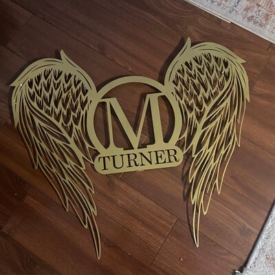Personalized Metal Angel Wings Name Sign Wall Art, Personalized Unique ...