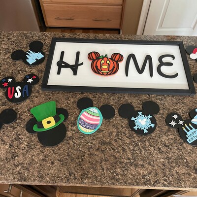 DIY KIT Mickey Mouse Inspired Home Sign, Interchangeable Mouse Heads ...