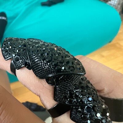 15pc Gothic Stacking Ring Set With Adjustable Raw Black Tourmaline Ring ...