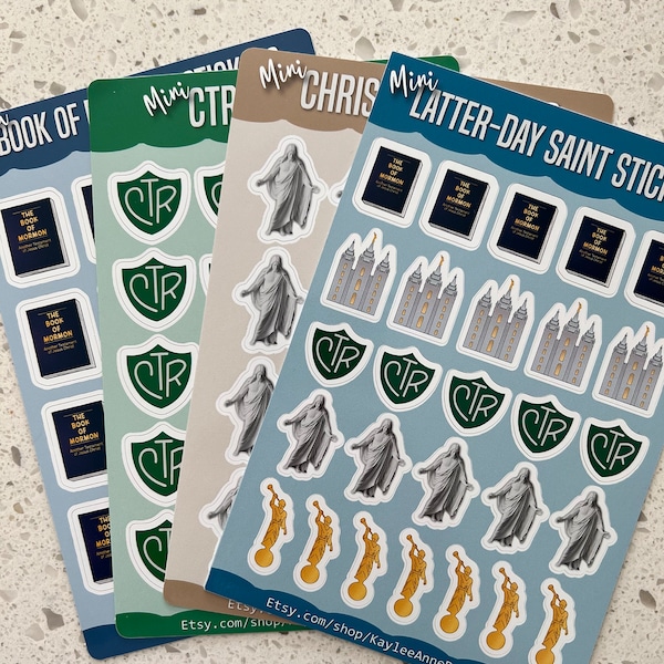 Mini LDS Stickers - Glossy, Waterproof 4”x6” Sheet (moroni, Book of ...