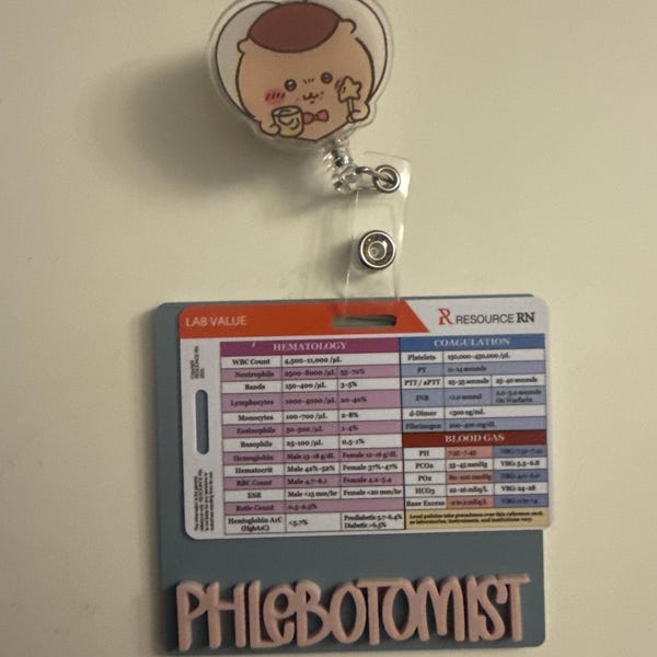 Lab Values Badge Card, Blood Draw Guide for Nurses, EMT, Phlebotomist ...