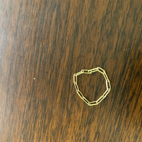 Solid Gold Paperclip Chain Ring, 14k Gold Chain Ring, Paperclip Links ...