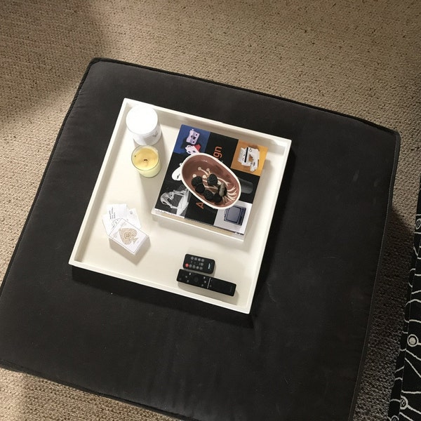 Off White Shallow Tray: Coffee Table Ottoman Decor - Bone - Etsy