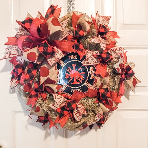 Fire Fighter Decor, Firefighter Wreath Sign, Wall Decor, Fireman ...