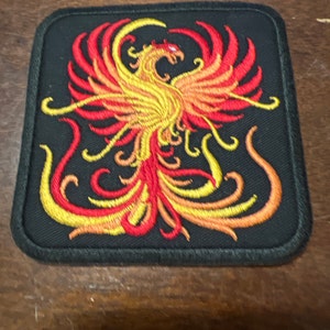 Fire Phoenix Patch Embroidered Iron on Fabric Dire Phoenix Patch by ...