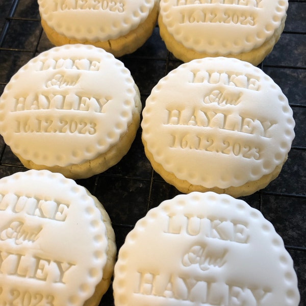 CUSTOM Wedding Names and Date Cookie Biscuit Stamp (fits M&S ...
