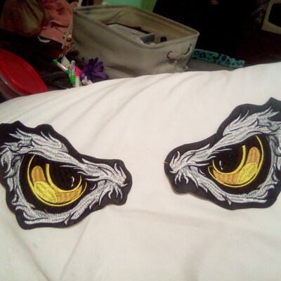 Large Set Furry Monster Eyes Iron-on Embroidered Patch yellow & White ...