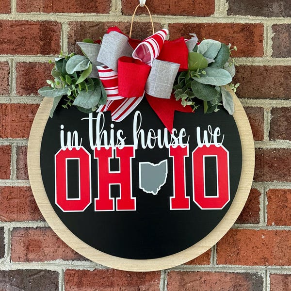 Ohio State Door Hanger | Ohio State Buckeyes | Ohio State Wreath ...