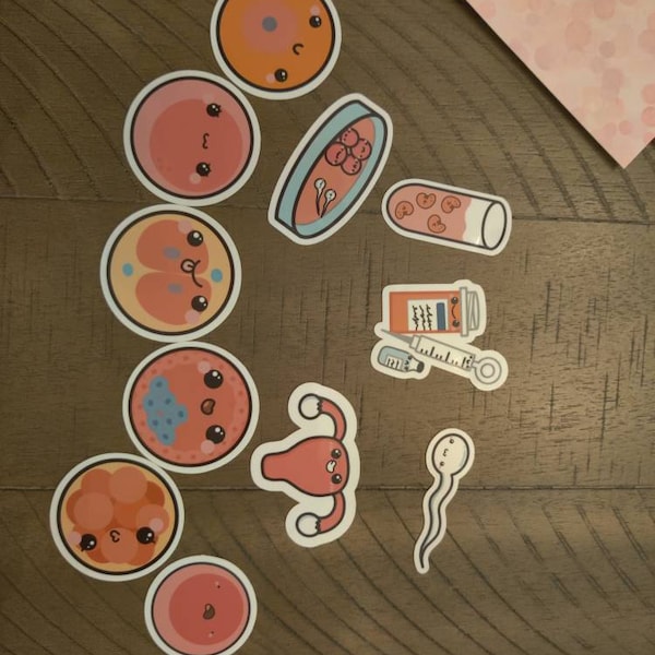Cute IVF Fertility Sticker Set ~ Science Kawaii In-vitro Fertilization ...