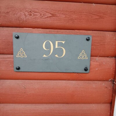 Engraved Pink Ceramic Wall Tile Address Sign Irish Handmade Door Number ...