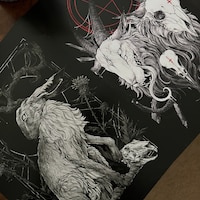 Celestial Raven Bird Wings Illustration Art Painting Print, Astrology ...