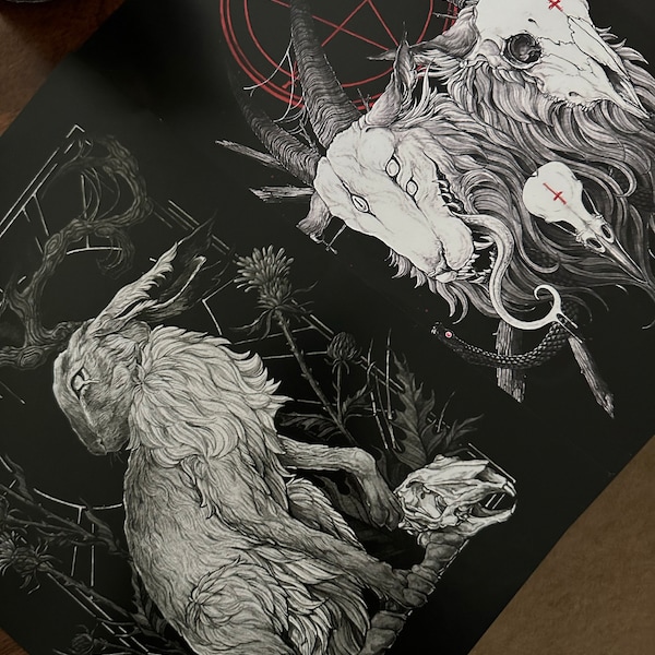 Celestial Raven Bird Wings Illustration Art Painting Print, Astrology ...