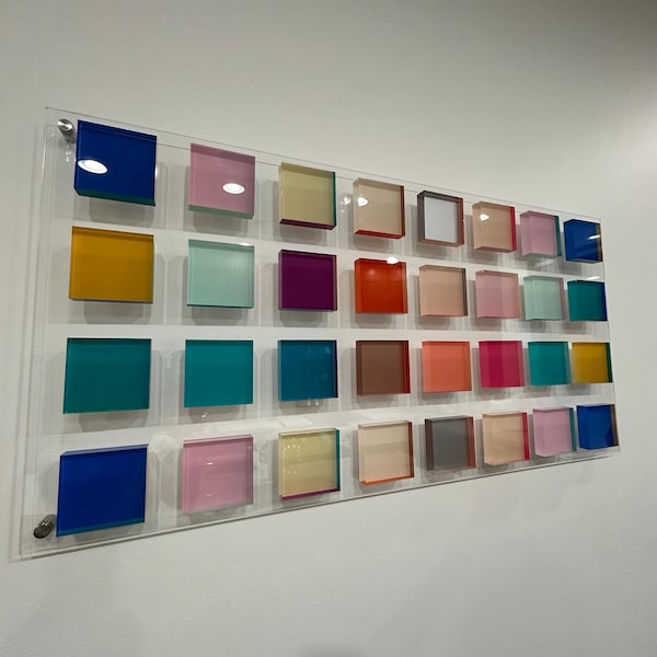 Large Acrylic Panel With Colorful Clear Blocks | Choose Size and Color ...