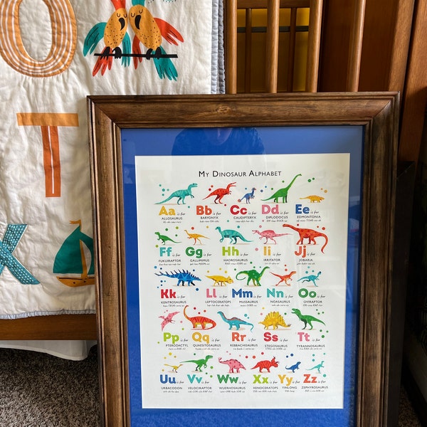 Dinosaur Alphabet Print, Dinosaur A to Z Alphabet Poster, Nursery Decor ...