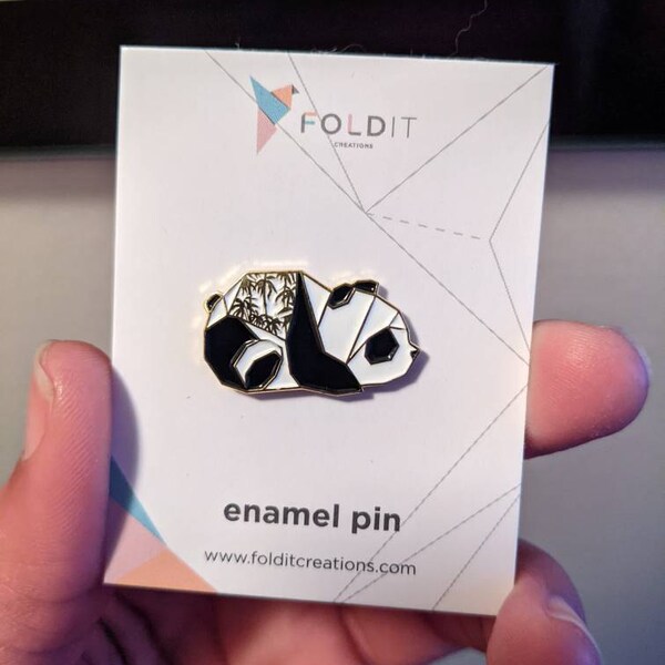 Panda Enamel Pin,origami Panda Bear Soft Enamel Pin,enamel Pin,origami ...