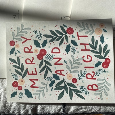 Merry and Bright Christmas Cards Set of 8 or Individual Greeting Card ...