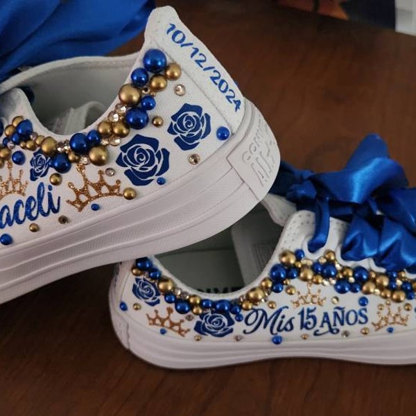 Custom Sneakers: Rhinestone & Pearl Embellished Shoes - Etsy
