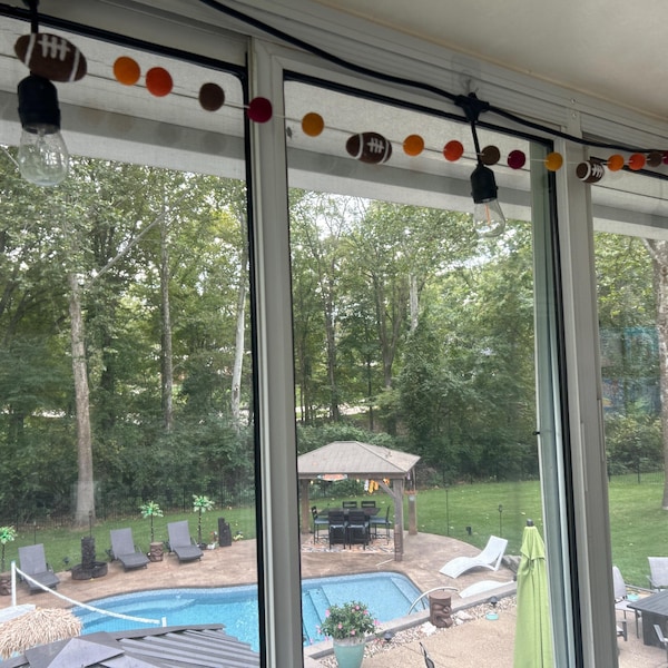 Fall Football Garland- 1" Felt Balls 2.25" Footballs- Halloween Autumn ...