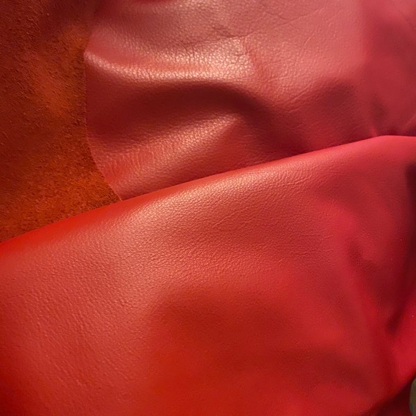 Red Natural Grain Cowhide Leather Skins. Genuine Cow Leather Ideal for ...
